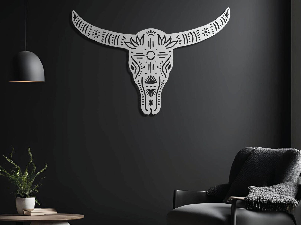 Tribal Longhorn Metal Wall Art – MET-AL